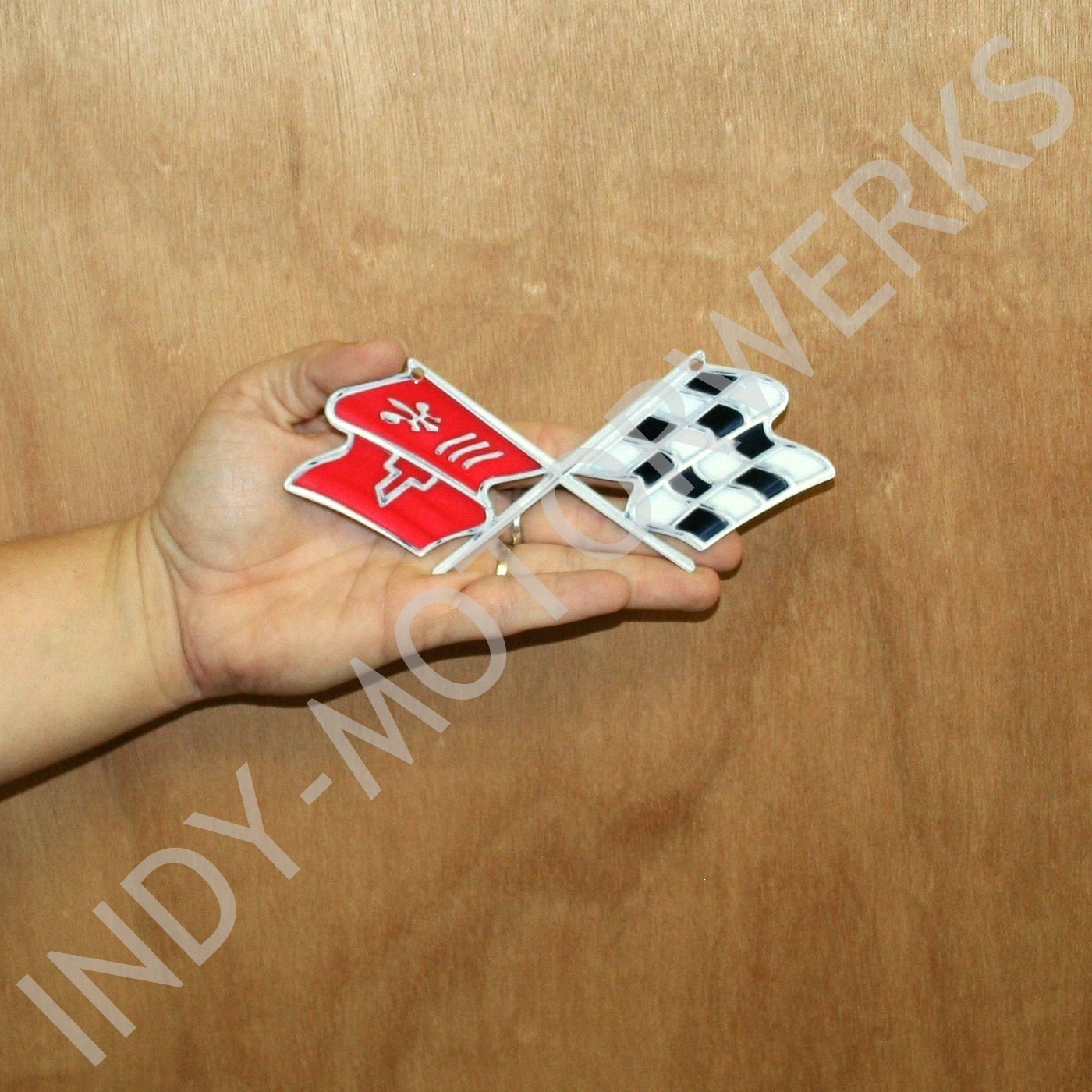 C3 CORVETTE CROSSED FLAG METAL MAGNET EMBLEM ART 68-76 SIZE: 6" x 2.5 ...