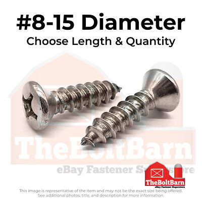 #8 18-8 Stainless Phil Oval Type A Self Tapping Screws (Pick Length ...