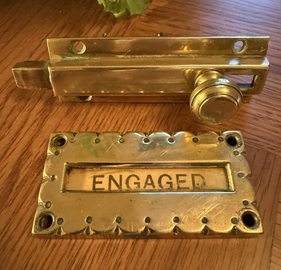 Antique Brass WC Toilet Lock & Vacant/Engaged Indicator – Complete Set ...