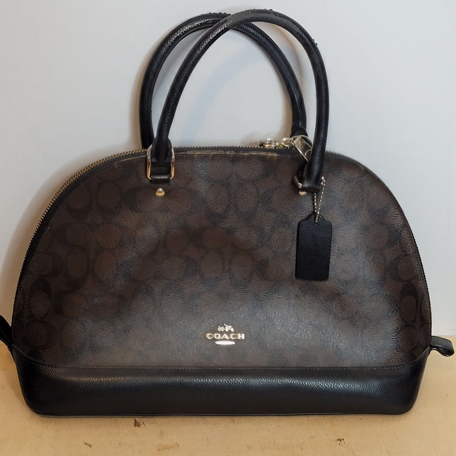 Coach Sierra Signature Satchel Purse Handle Edge Wear… - Gem