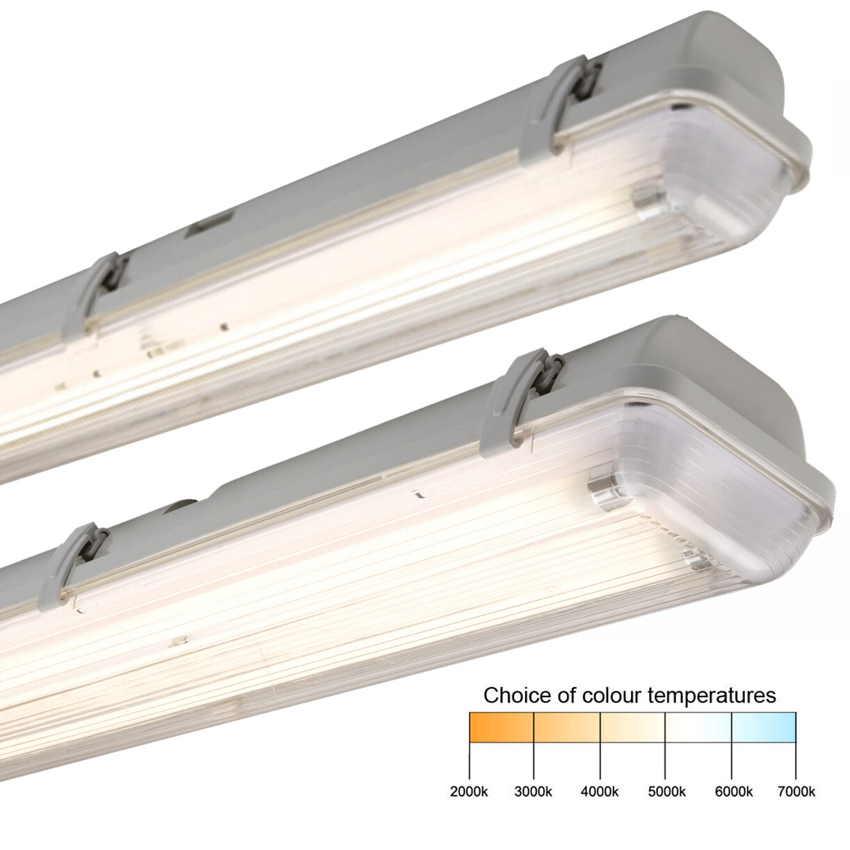 6FT LED T8 IP65 Single / Twin IP65 Weatherproof Batten Fitting with LED ...