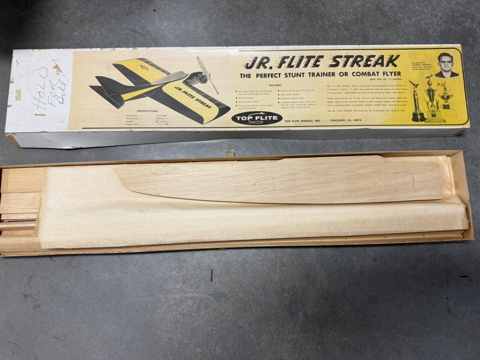 Top Flight Junior Flite Streak Control Line C/l Stunt Balsa Model ...