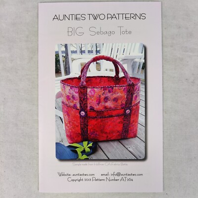BIG SEBAGO TOTE BAG 20" x 17" x 8" Quilting Sewing Crafts Template ...