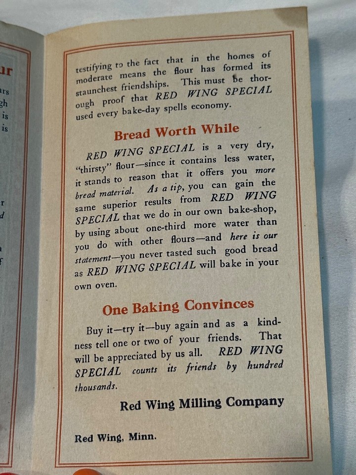 Red Wing Special Flour Milling Co. Minnesota Company brochure booklet ...