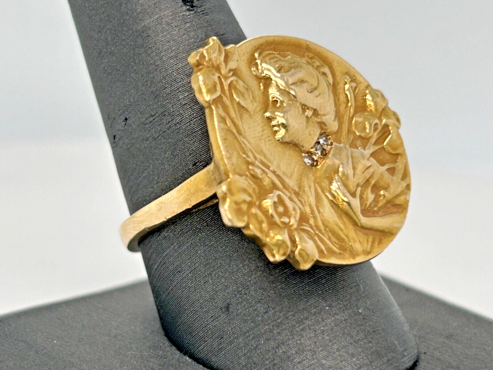 18K Gold Ring Diamond Accents | eBay