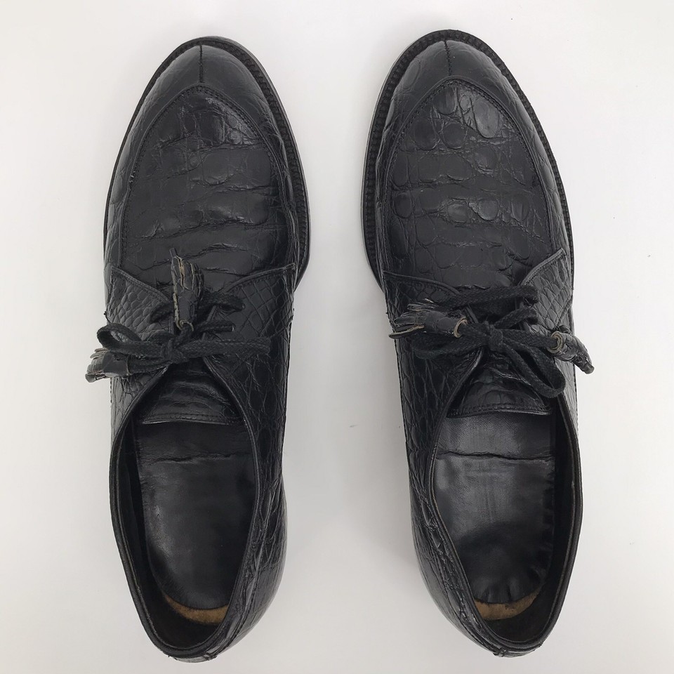 Vintage Genuine Alligator Leather Edwin Clapp Oxfords Dress Shoes Black ...