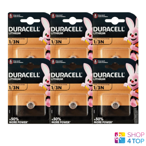 6 Duracell 1/3N 2L76 Lithium batteries 3V CR1 3N CR11108 DL1/3N Exp ...