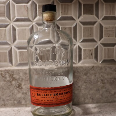 1 EMPTY BULLEIT BOURBON FRONTIER WHISKEY BOTTLE 750 mL WITH CAP ORANGE ...
