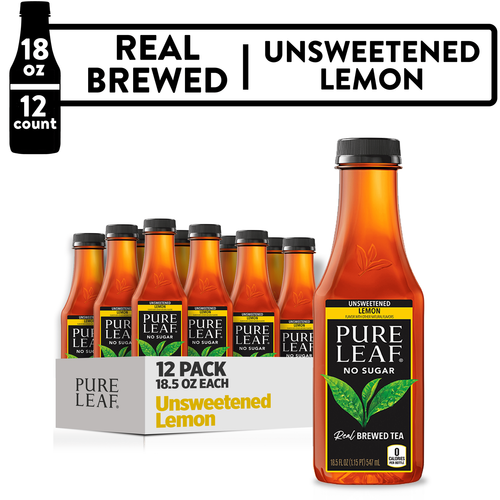 Pure Leaf Unsweetened Lemon Iced Tea Bottled Tea Drink 18.5fl oz 12 ...