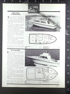 1985 1-page FEATURE on Silverton 29 Sportcruiser & 31 Convertible yacht ...