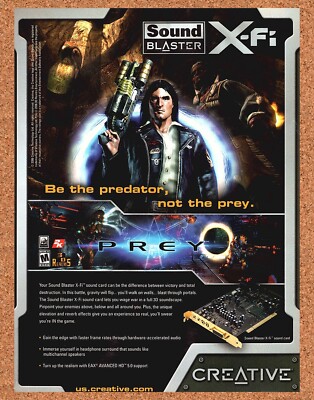 Prey PC Original 2005 Print Ad Authentic SoundBlaster X-Fi Video Game Promo 1 | eBay