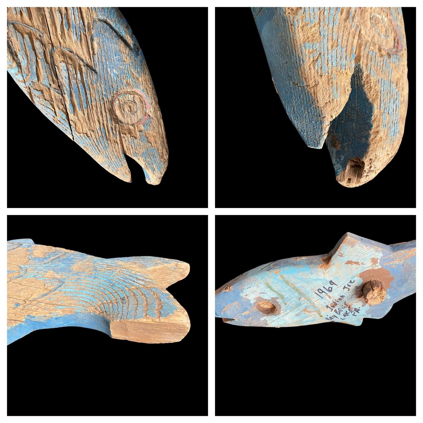 Fish Totem Pole Part Wood Wall Hanging Plaque 15” Vtg Folk Art ...