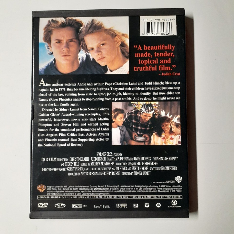 Running on Empty DVD 1988 Sidney Lumet River Phoenix Christine Lahti ...
