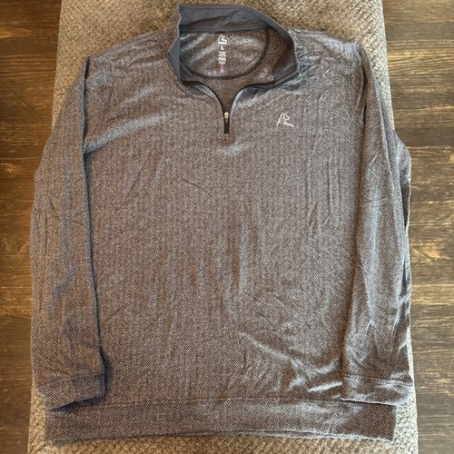 Rhoback Shirt Quarter Zip Men Large Gray Black Herringbone Workout Dog ...
