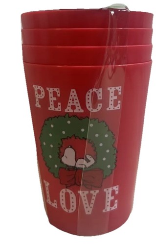 New Peanuts Snoopy Peace & Love 4 Pack of 16oz Plastic Cups. | eBay