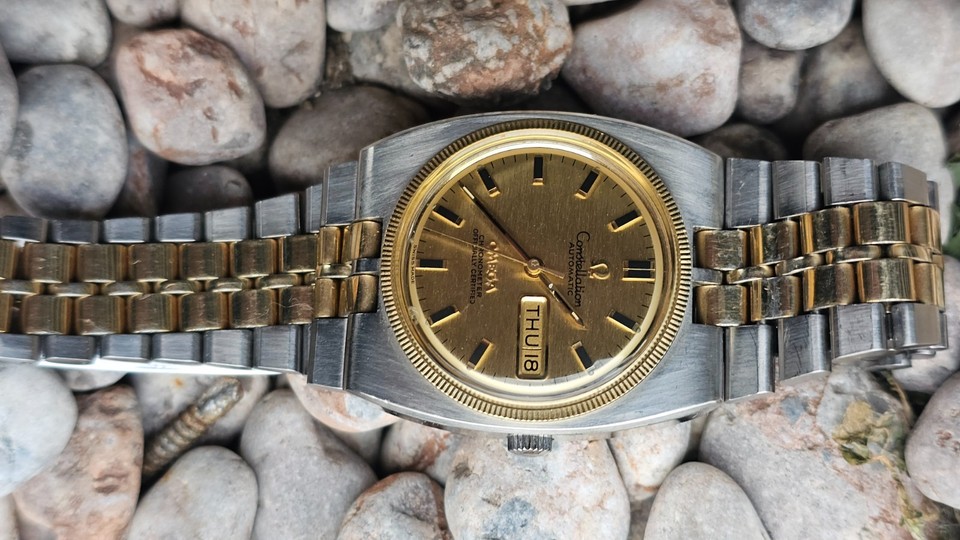 Vintage Omega Constellation Day-Date Gold Dial 2-Tone Men's Automatic ...