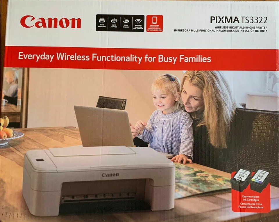 New Canon 3722 (3522) Wireless Printer-Copy-Scan-5'x5' Photo-Back ...