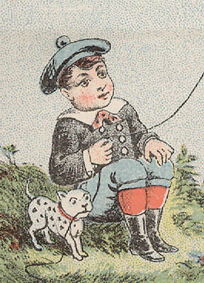 NYC TRADE CARD, RECKITT'S PARIS BLUE, BOY FLYING KITE,THOMAS LEEMING ...