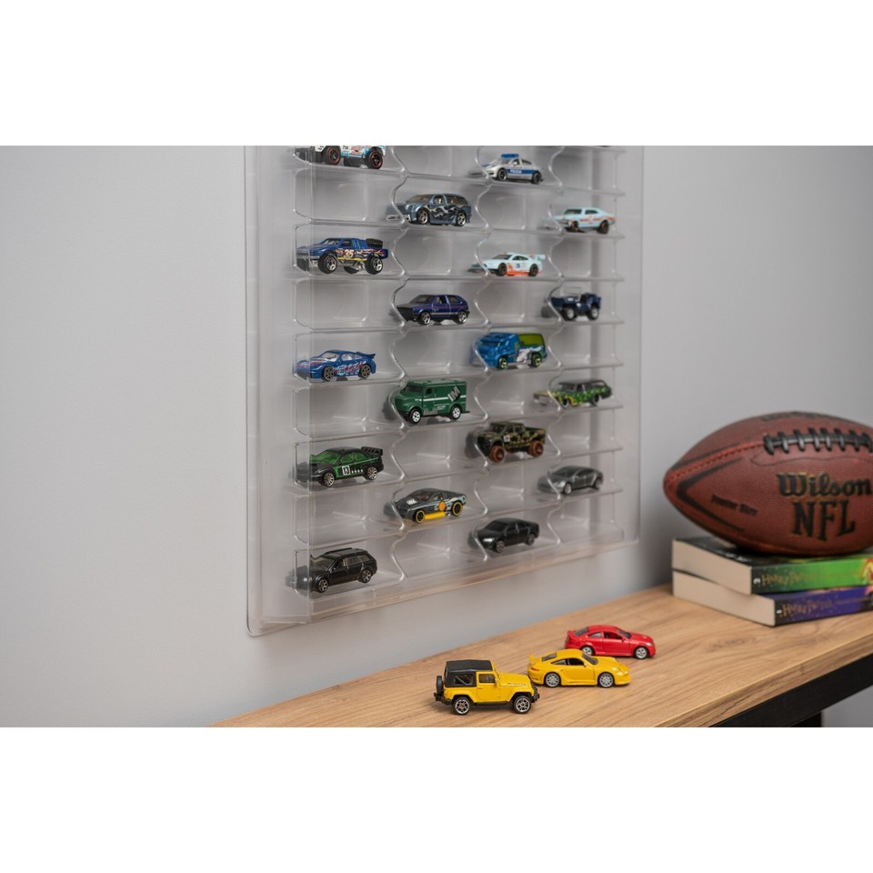 Hot wheels display case w/clear dust cover for 65 loose diecast cars ...