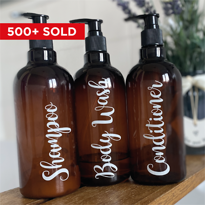 Set of 3 SHAMPOO, CONDITIONER & BODY WASH - Hinch bottle decal stickers ...