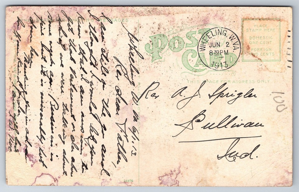 Postcard Wheeling West Virginia Park Reverend A.J. Sprigler c1913 | eBay