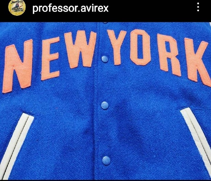 Rare New York Knicks NY Mets Blue Avirex Wool Leather Varsity Jacket ...