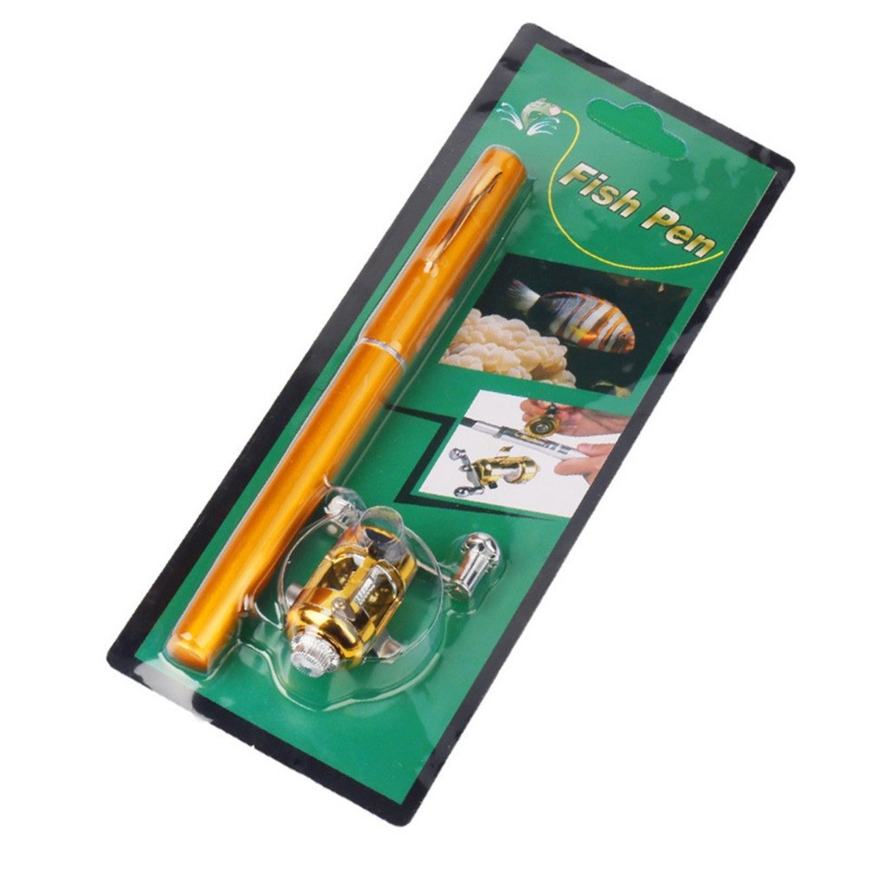 38" Mini Portable Pocket Fish Rod Pen Aluminum Alloy Fish Pole Reel ...