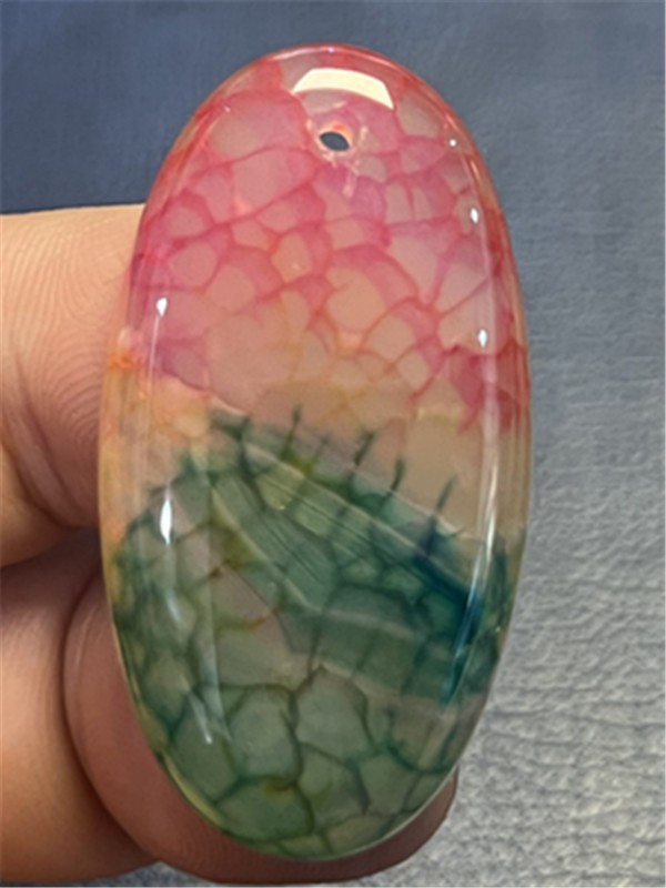 KU86434 42x22x7mm Colorful Fire Dragon Veins Agate Oval Pendant Bead ...