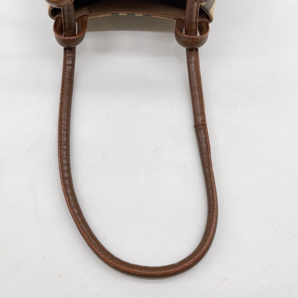 Auth Burberry Nova Check Shadow Horse Canvas Leather Beige Shoulder Bag ...