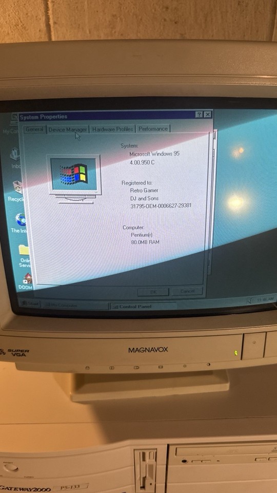 Retro Gaming PC BUNDLE Gateway P5-133 Pentium Overdrive Windows 95 ...