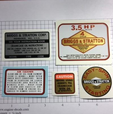 Briggs & Stratton 3.5-hp Vertical Shaft Lawnmower Decals Set Snapper ...