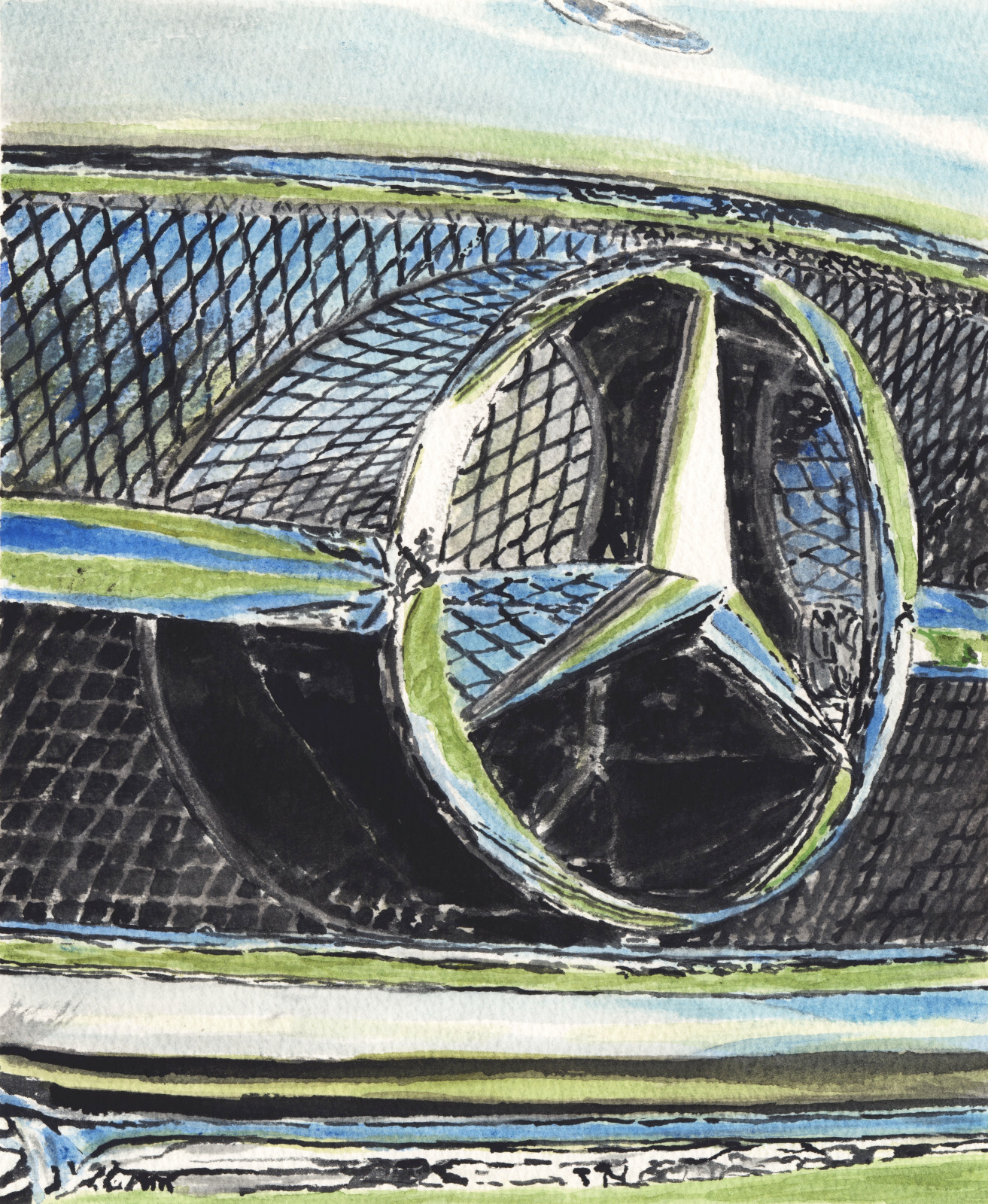 "MB Grille" Mercedes Benz 33"X40" Automotive Car Art Signed, #'d Giclee ...
