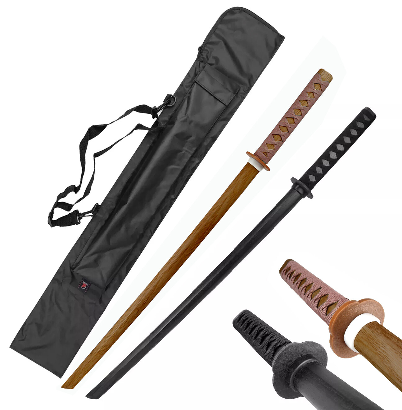 Set of 2 Bokken Wooden Sword Japanese Kendo Katana Samurai Training ...