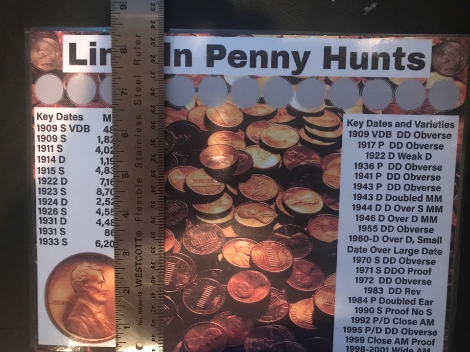 6 Coin Hunting Mat Penny, Nickel, Quarter, Halves, Dollars, Silver ...
