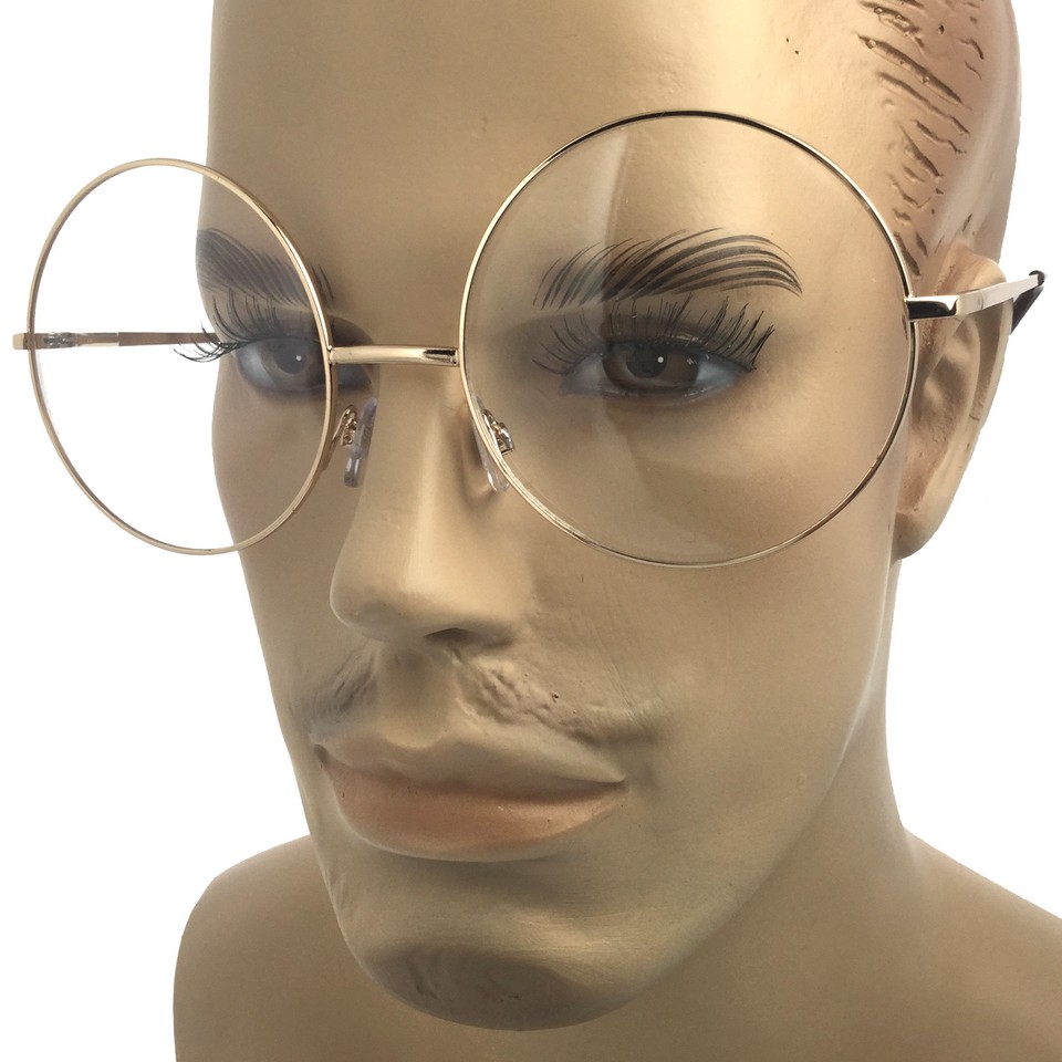 Large Oversized Big Round Metal Frame Clear Lens Round Circle Eye ...