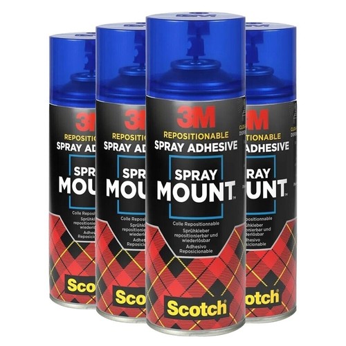 3M Spray Mount Transparent Adhesive Clear Glue Mounting Spray - Pack 4 ...