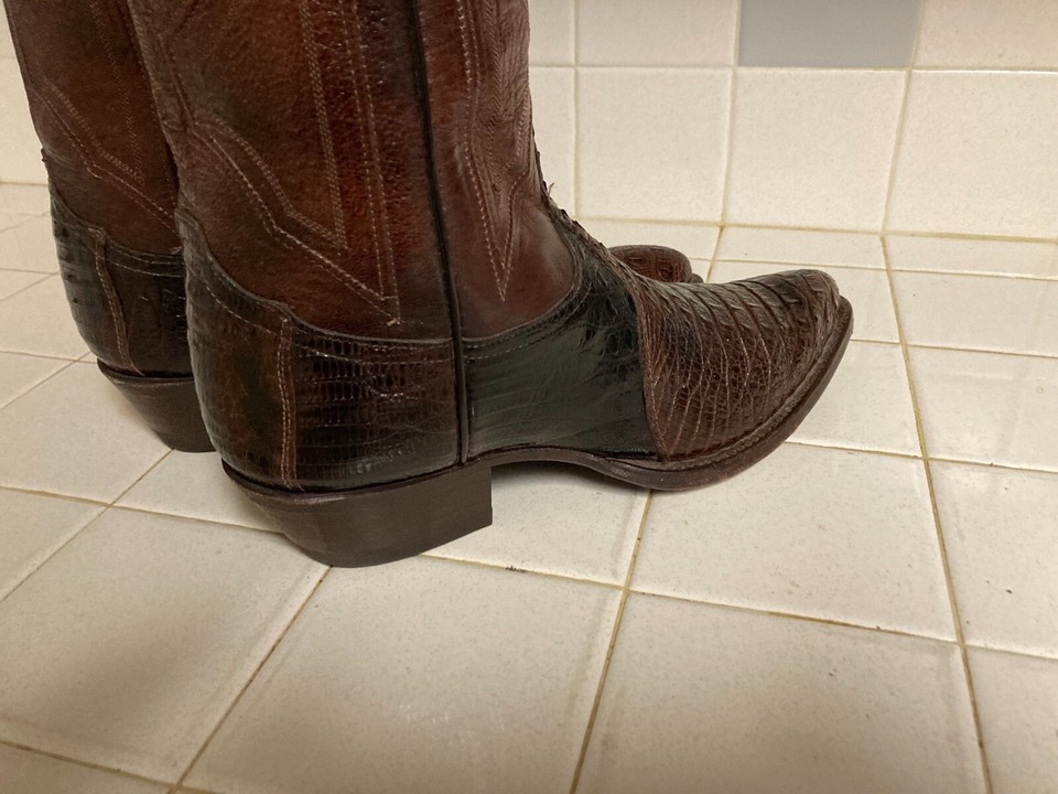 Tony Lama Hornback Lizard USA Leather Cowboy Boots 10.5 D Exotic Style ...