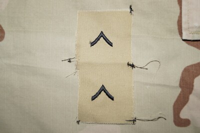 RARE US Army PV2 Private 2 / E-2 Rank Insignia Sew-on DCU Desert Tan ...