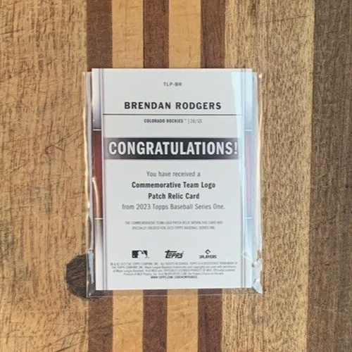 2023 Topps Commemorative Team Logo Relic Card BRENDAN RODGERS #TLP-BR ...