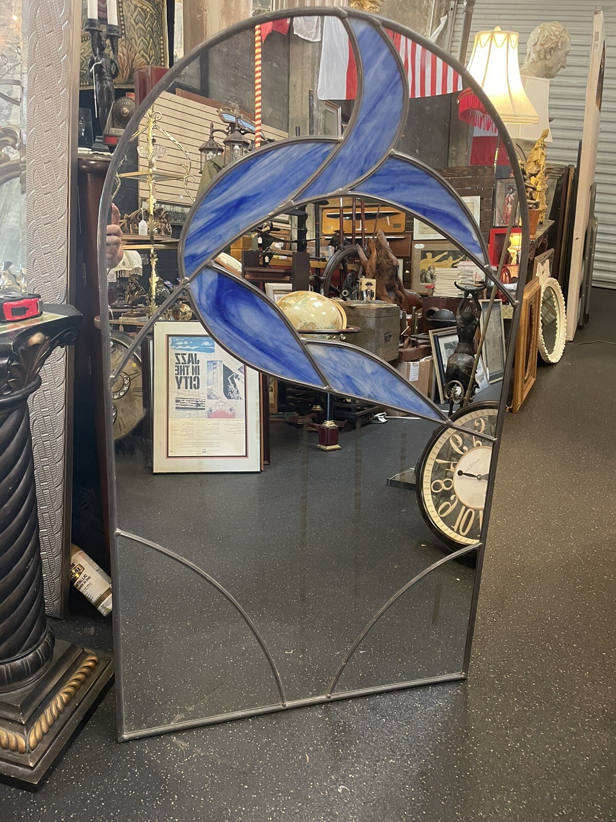 1973 Carvers Guild Leaded Stain Glass Wall Mirror by Anita Fitzgerald ...