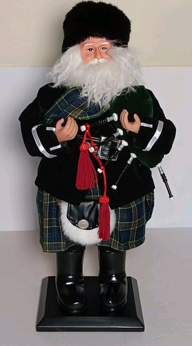 Scottish Santa Claus with Bagpipes St. Nicholas Square Statue Doll ...