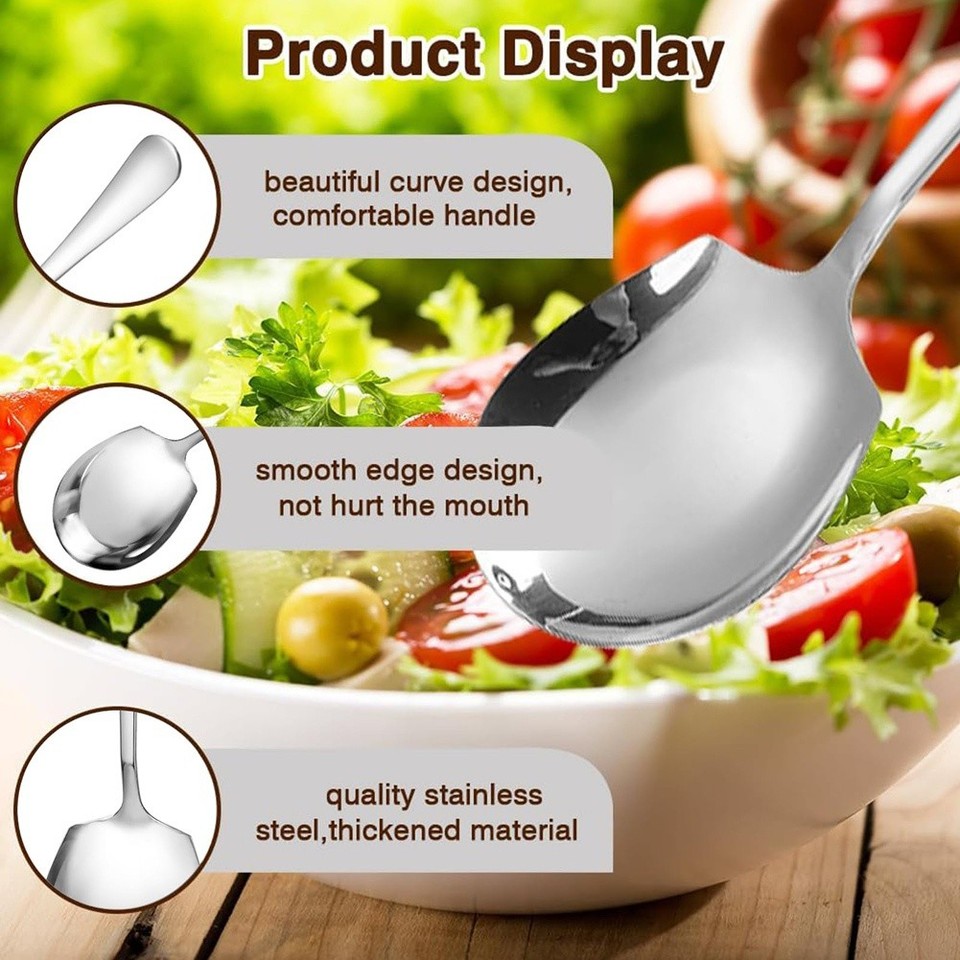Serving Spoons ,4Pcs Stainless Steel Buffet Serving Spoon Long Handle ...