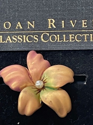 Joan Rivers Pink Floral Brooch Pansy Peach PIN | eBay