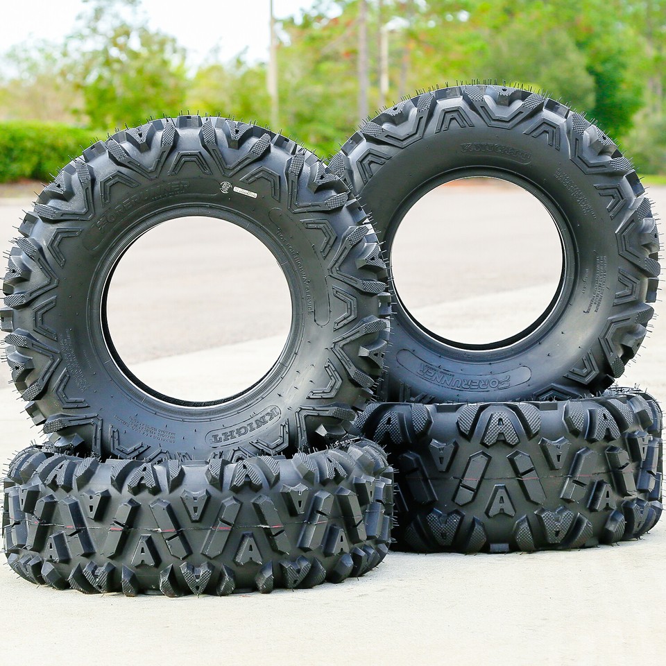 Set of 4 Forerunner Knight ATV UTV Mud Tires 2x 25x10-12 2x 25x8-12 6 ...