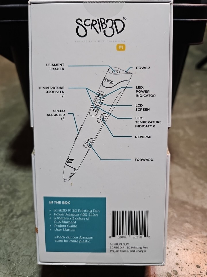 SCRIB3D P1 3D Printing Pen & 3 Color PLA Filament W/Project Guide LCD ...