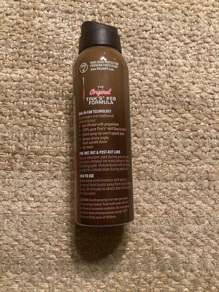 Tink's #69 Doe-In-Rut Estrous Doe Urine Hot Shot Mist Spray 3 oz Can ...