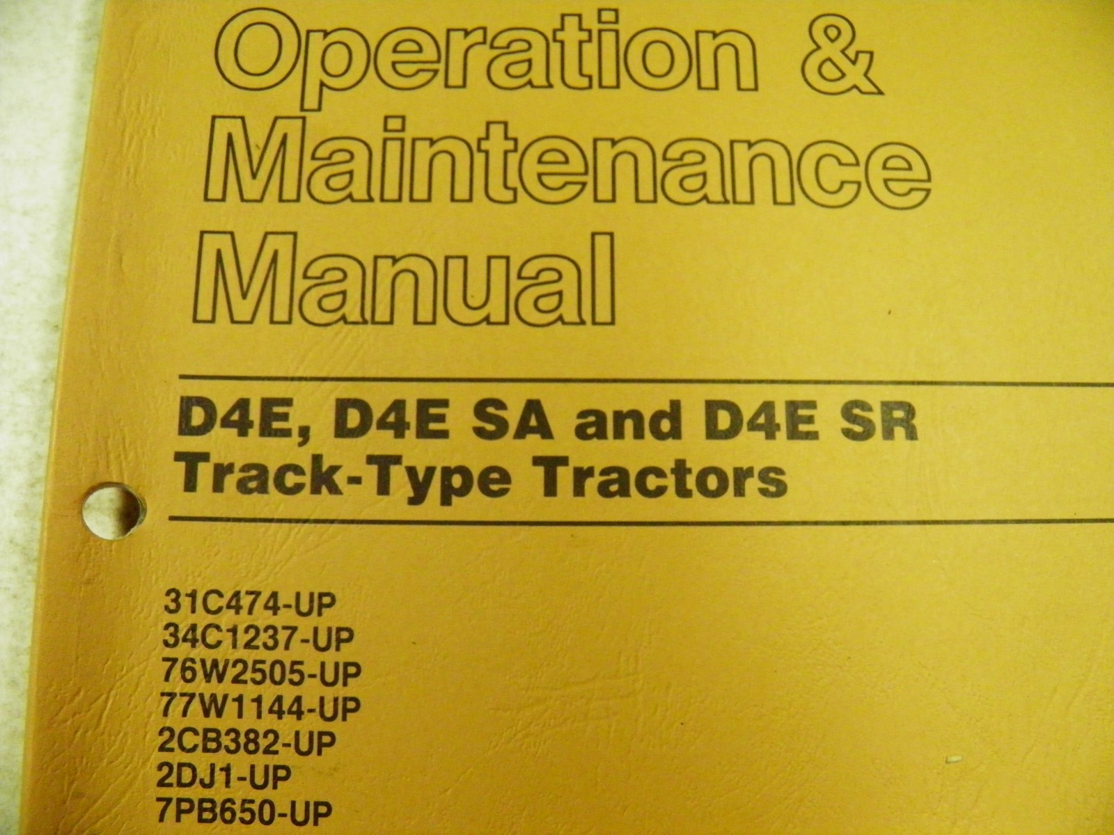 CAT Caterpillar D4E TRACTOR OPERATION & MAINTENANCE MANUAL 31C 34C 76W ...