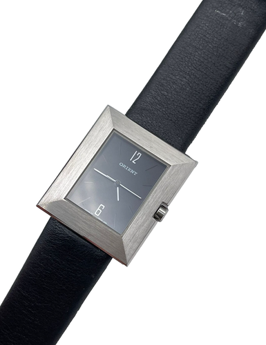 Orient Japan Unisex Vintage Quartz Rectangular Watch Steel Leather | eBay