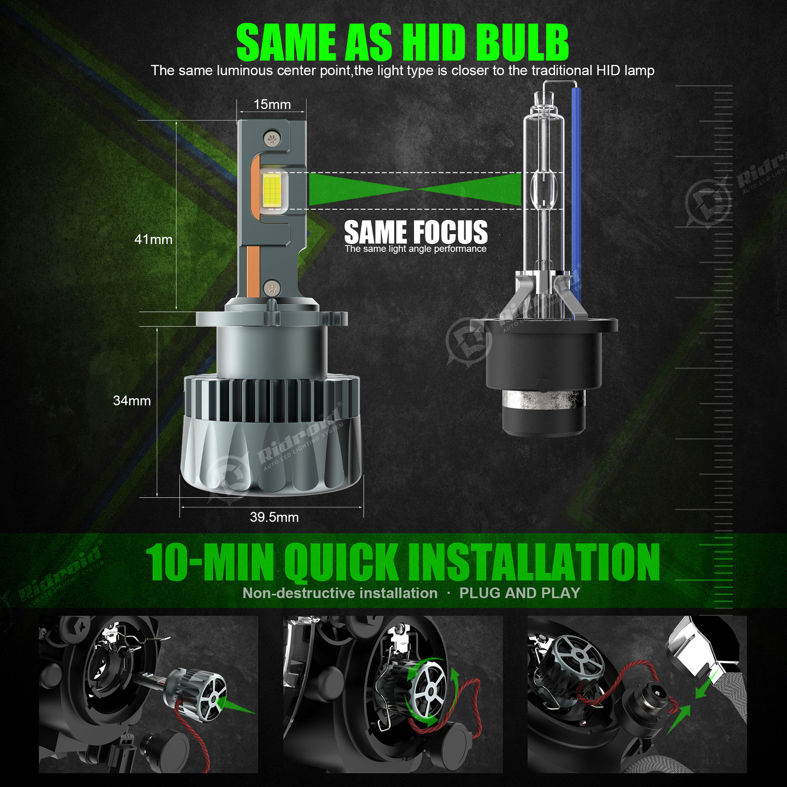 D2S D2R Xenon HID Kit or LED Headlight Bulbs Conversion Kits 6000K ...