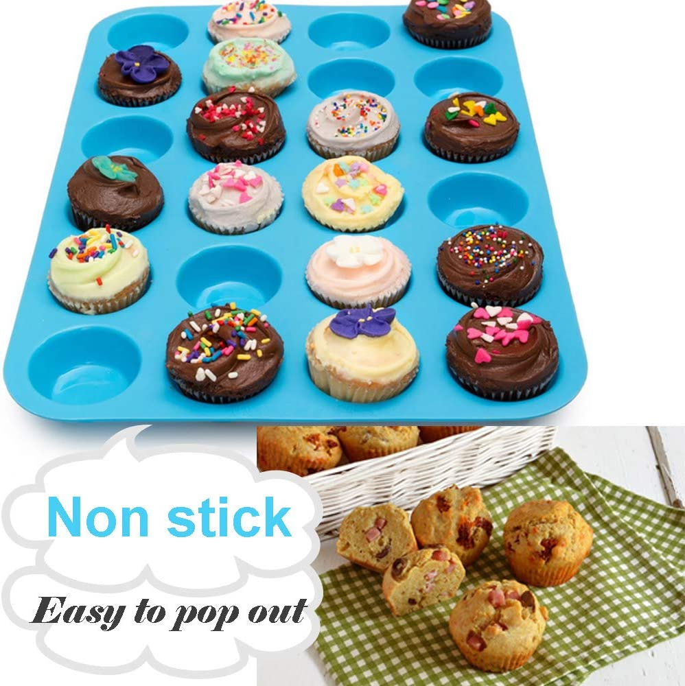 Muffin Tray Silicone Mini 24 Cups, Non Stick Muffin Pan Cupcake ...